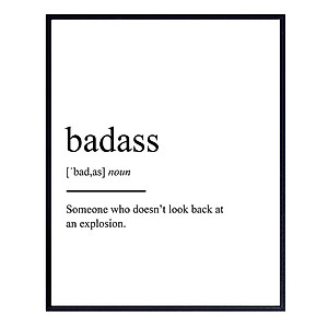 Badass Definition Wall Art, Home Decor - Macho, Tough Guy Poster, Print - Funny Unique Room Decorations for Game Room, Man Cave, Garage, Bar - Gift for Man, Men - 8x10 Photo Unframed