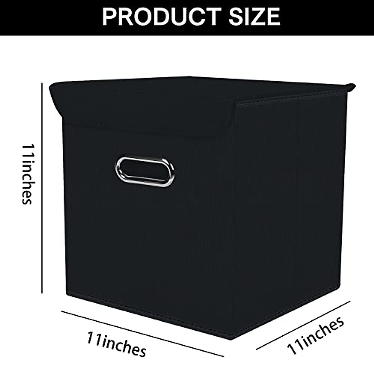 NieEnjoy Closet Organizers Fabric Storage Cube Bins with Lids collapsible storage bins basket with Handles ,Storage Boxes for Organizing,3 Pack (Black)