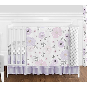 Sweet Jojo Designs Lavender Purple, Pink, Grey and White Fabric Memory Memo Photo Bulletin Board for Watercolor Floral Collection - Rose Flower