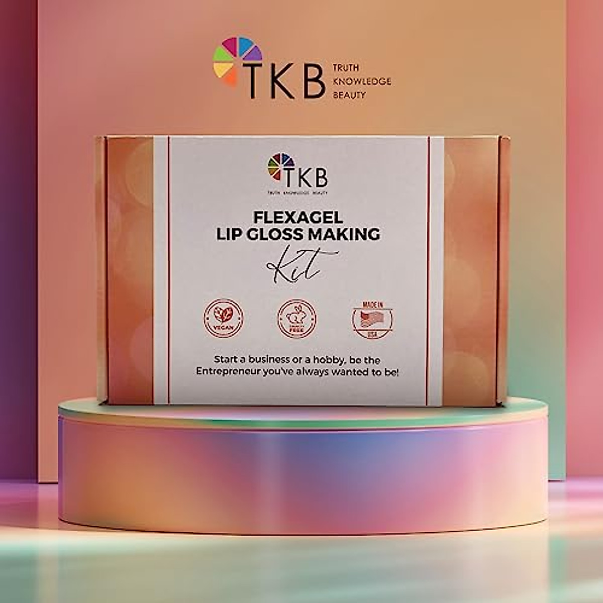 TKB Flexagel DIY Lip Gloss Making Kit| Make Your Own Lip Gloss| Moisturizing, High Shine, Crystal Clear| Vegan, Gluten and Cruelty free| Made in USA
