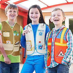 10 PCS Community Helpers Dress Up for Kids Preschool Dress Up Clothes Kids Smock Vest Career Day Costumes Vest for Kids Dress Up Dress Up Vest Toddler Occupation Toddler Clothes Kids (3-5 Years)