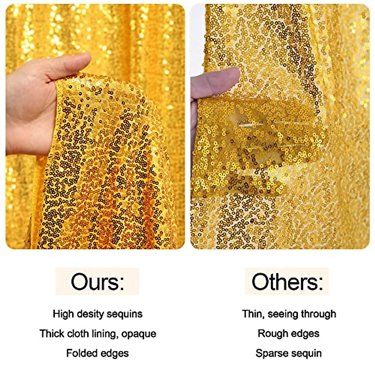 Gold Sequin Backdrop Curtain 4x10ft Glitter Backdrop Curtain for Wedding Birthday Party Home Decoration Thick and Opaque Background Drapes 2 Panel 2x10ft