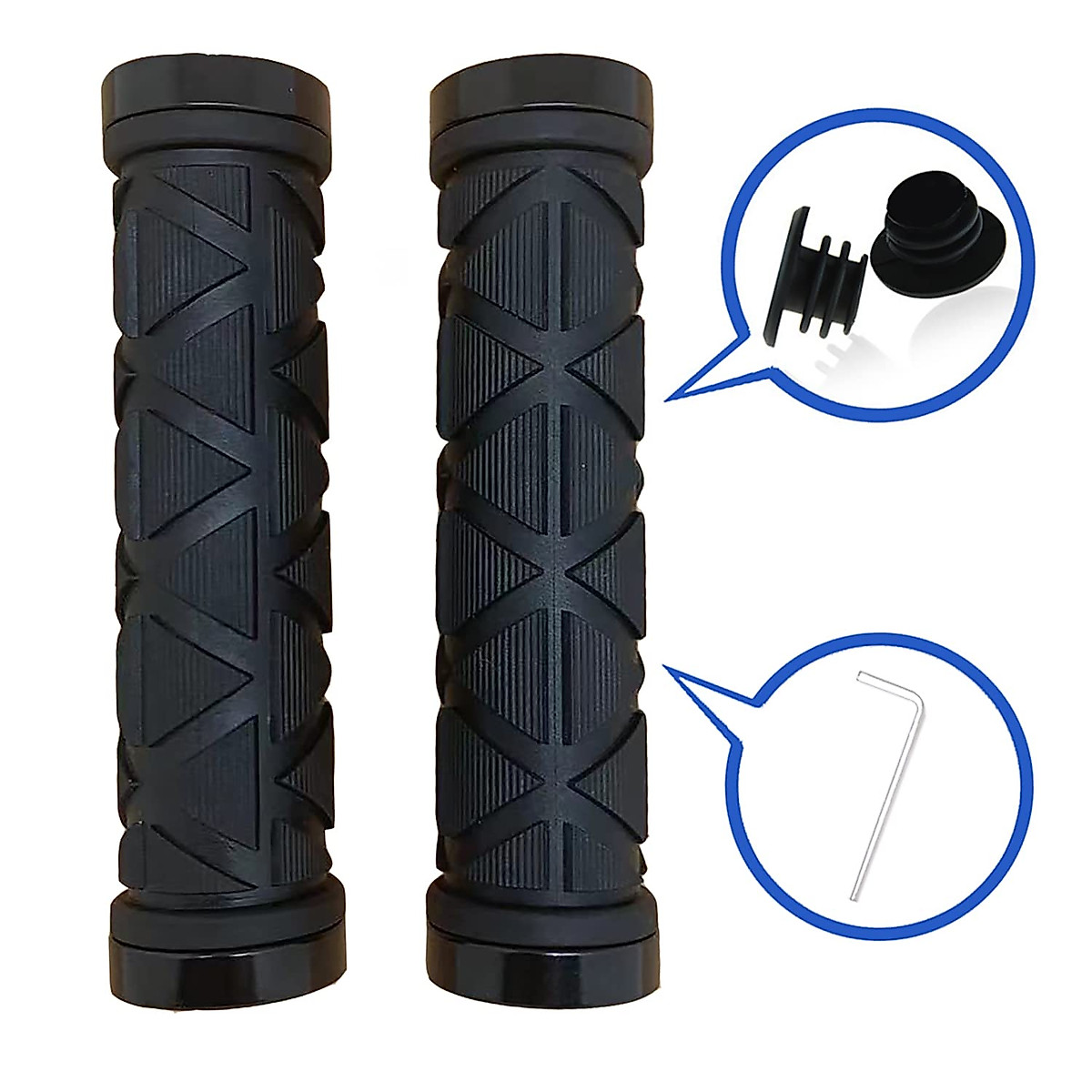 Fanzbike Bike Handlebar Grips, Double Lock-on Bicycle Handle Bar, Soft Non-Slip-Rubber Hand Grip Comfortable Ergonomic for BMX, Mountain, MTB, Beach Cruiser, Scooter, Folding Bike (Double Lock-Black)