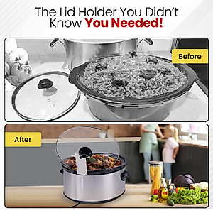 Liddit Crockpot Lid Holder Attachment, Slow Cooker Lid Holder Made Of Durable Material, Easy To Use Design, Multitasking Kitchen Tool, Space-Saving Design, Lid Holder While Cooking (Silver)