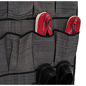 Internet's Best Over the Door Hanging Shoe Organizer - 20 Pocket Closet Shoe Bins - Large Canvas Pockets - College Dorm or Small Apartment - Grey
