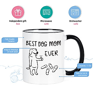 Maustic Dog Mom Gifts for Women, Best Dog Mom Ever Mug, Dog Mom Mothers Day Christmas Birthday Gifts, Best Dog Mom Gifts, Dog Lovers Gifts for Women, Funny Dog Mom Mug Cup Ceramic 11 Oz