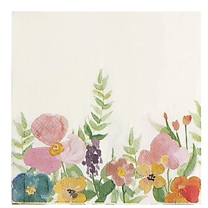 Juvale 100 Pack Vintage Style Disposable Floral Paper Napkins, 2-Ply, 6.5x6.5”, Napkins for Garden Bridal Shower, Tea Party, & Wedding