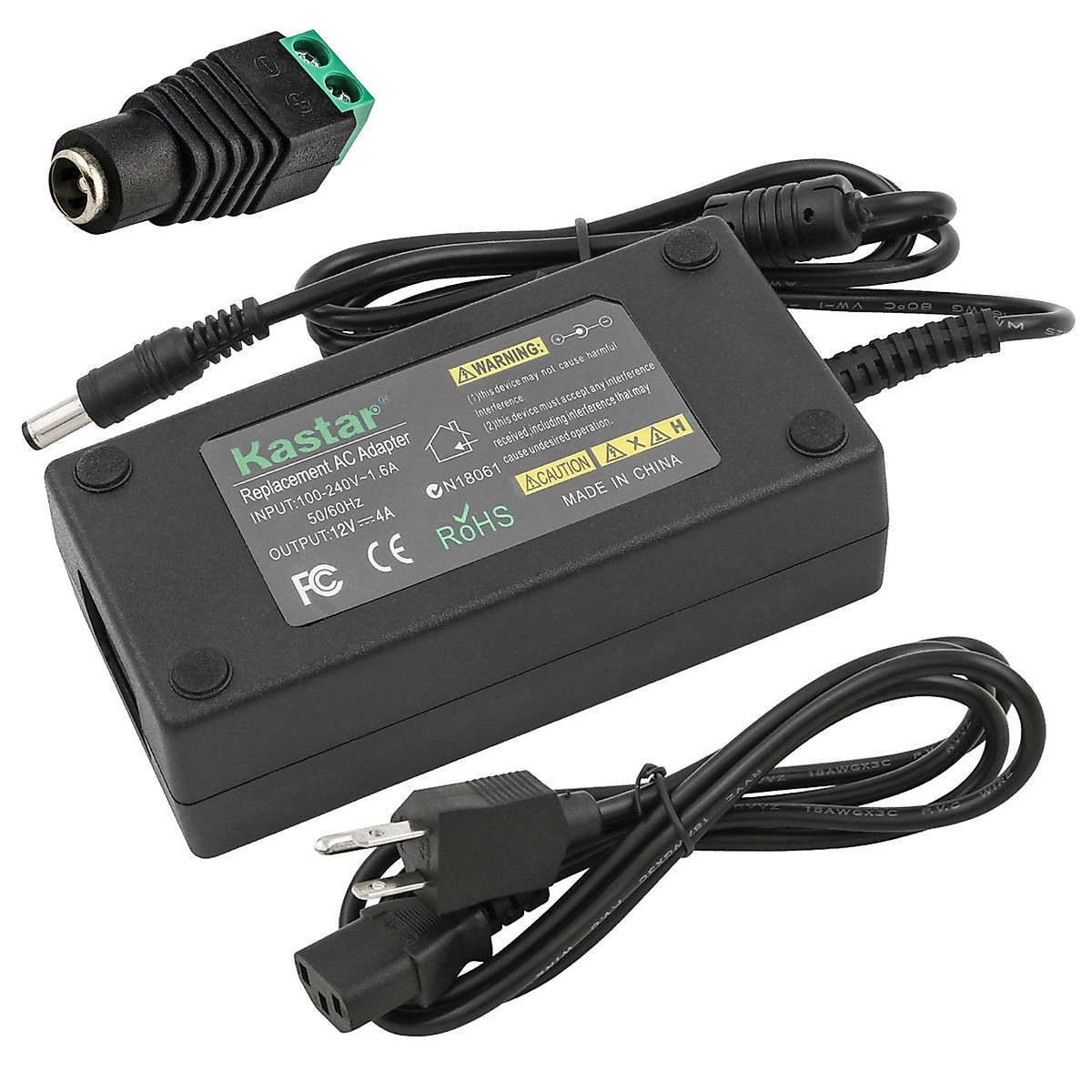 Kastar AC Adapter, Power Supply LCD 12V 4A 48W for LCD Monitor, LED Strip Light and Other Low Voltage Device