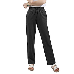 Costaric Women's Fashion Casual Elastic High Waisted Wide Leg Loose Work Long Palazzo Pants Trousers with Pockets XL Black