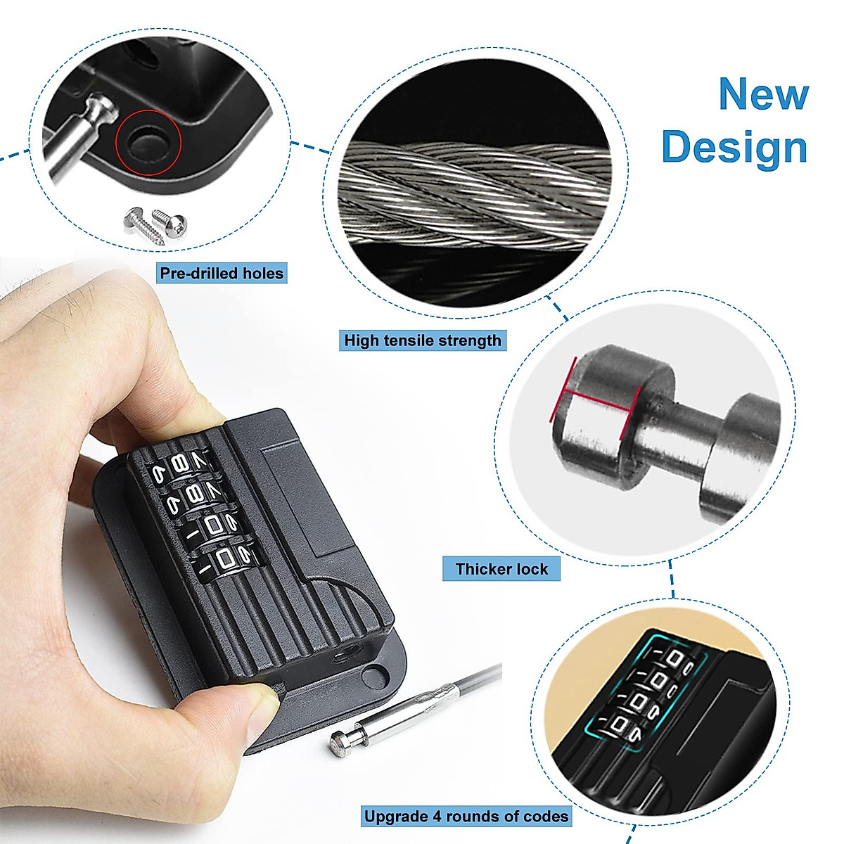 2 Pack Refrigerator Lock, Heavy Duty Combination Fridge Freezer Lock, Keyless Child Baby Safety Lock for Cabinets, Drawers, Closets, Doors, Window, cerradura de nevera