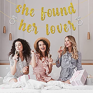 MonMon & Craft She Found Her Lover Banner/Engagement/Bride to Be Banner/Wedding/Bachelorette Party Decorations Supplies/Gold Glitter