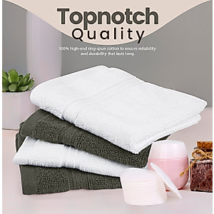 Towel and Linen Mart 100% Cotton - Wash Cloth Set - Pack of 4, Luxurious, Highly Absorbent and Soft Feel Perfect for Daily Use (12 x 12 4 PK White & Grey)