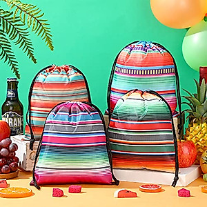 Shappy 20 Pack Mexican Candy Bags Fiesta Gift Bag, 9.8 x 7.8 Inch, Mexican Themed Party Decorations Cloth Gift Bags with Drawstring Cotton Candy Bags for Fiesta Party Favors Candy Gift Decorations