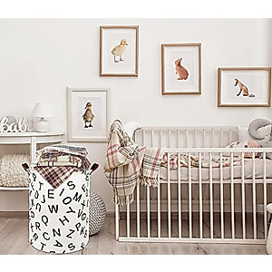 HIYAGON Large Sized Canvas Storage Baskets with Handle,Collapsible & Convenient Home Organizer Containers for Toys Storage,Baby Clothing(Letter)