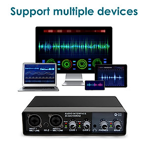 YOUSHARES USB Audio Interface for Recording Music, AudioBox Mic Preamps 48v 2 Channel for Streaming and Podcasting Recording