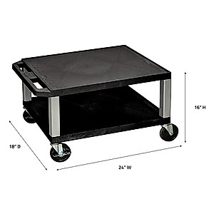 H Wilson Luxor 16"H AV Cart - Two Shelves - Black Legs
