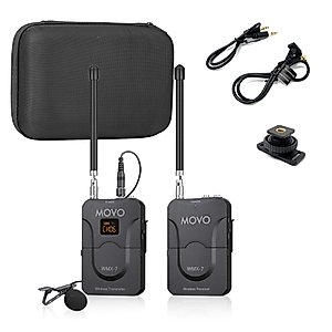 Movo Universal Wireless System, 12 VHF Channels, 2-Microphone, 3.5mm TRRS, 1-Year Warranty