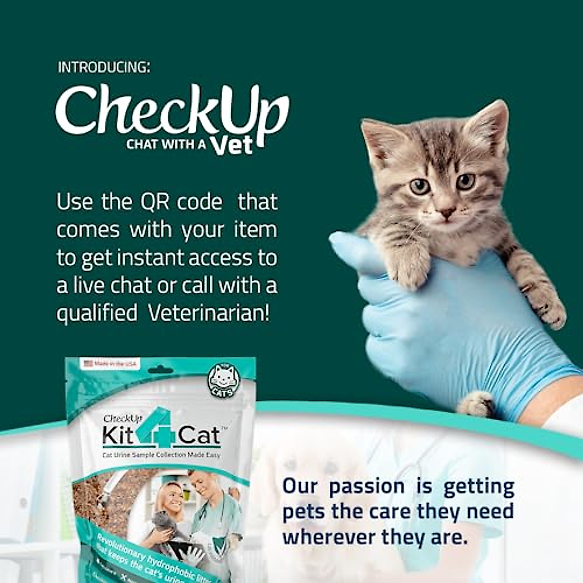 KIT4CAT 2lb Hydrophobic Cat Litter for Urine Collection, Hydrophobic Sand Urine Collection Litter Kit I Collect cat Urine Sample for Test (3 x 11oz Bags)