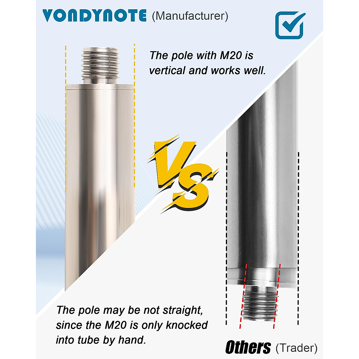 Vondynote Speaker Pole for Subwoofer Height Adjustable Fits M20 Threaded Mount and 35mm Mount Speaker Extender
