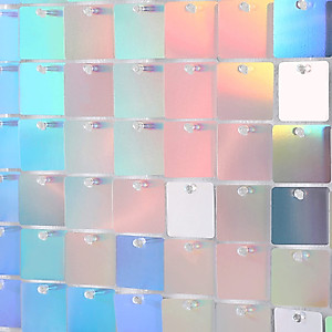 Shimmer Wall Backdrop Sequin Panels 24 Packs-Sparkly Backdrop for Bridal Shower Birthday Backdgrounds Advertising Rainbow Silver Ceremony Wedding Parties Panel