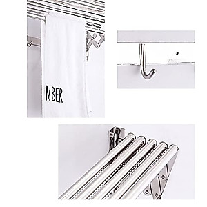 EAFTOS Easy to Clean and Strong and Durable Stainless Steel Retractable Wall Mount Clothes Drying Rack for Bathroom Kitchen Hotel