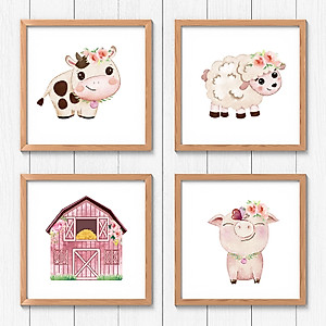 42 Pcs Floral Farm Animal Party Cutouts Girl Farm Animals Party Decorations Farm Animal Birthday Party Supplies with 60 Glue Point Dots for Girls Farm Animal Theme Baby Shower Birthday Party