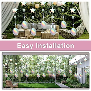 Giantree 65Ft Iridescent Star Circle Dot Shiny Garlands, 5Pcs Hanging and Twinkle Little Star Circle Dot Streamer Bunting Banner for Wedding Birthday Graduation Christmas Party Decor(Star Circle Dot)