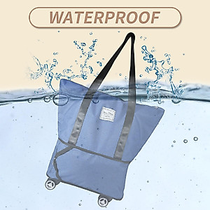 Huhumy 4 Pcs Rolling Duffle Bag with Wheels, Expandable Foldable Duffel Bag Shopping Bags Reusable Trolley Bag Waterroof Trolley Zipper Grocery Cart for Travelling Shopping, 4 Colors