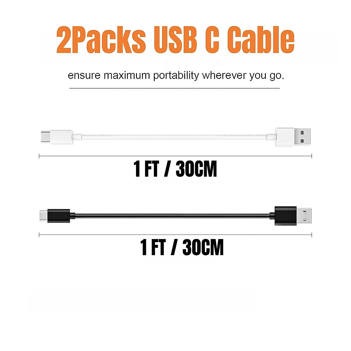 KUBOJSDLZ 2-Packs Fast Charge Cable, 1 Feet USB-C Charging Cable for Sony WH-1000XM5 WH-1000XM4 WF-1000XM4 WH-1000XM3 WH-XB910N WI-C200 WI-XB400 Beats Studio Pro