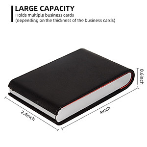 Business Card Holder-Stainless Steel Leather Card Holder, Card Holder for Women & Men, Professional Bussin Card Holder, Touch Magnetic Case, Suitable for Note Card, Business Card, Credit Card (Black)
