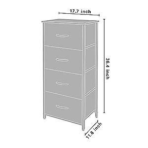 AZL1 Life Concept 4 Drawer Fabric Dresser Storage Tower, 17.7 inches, Light Grey-1