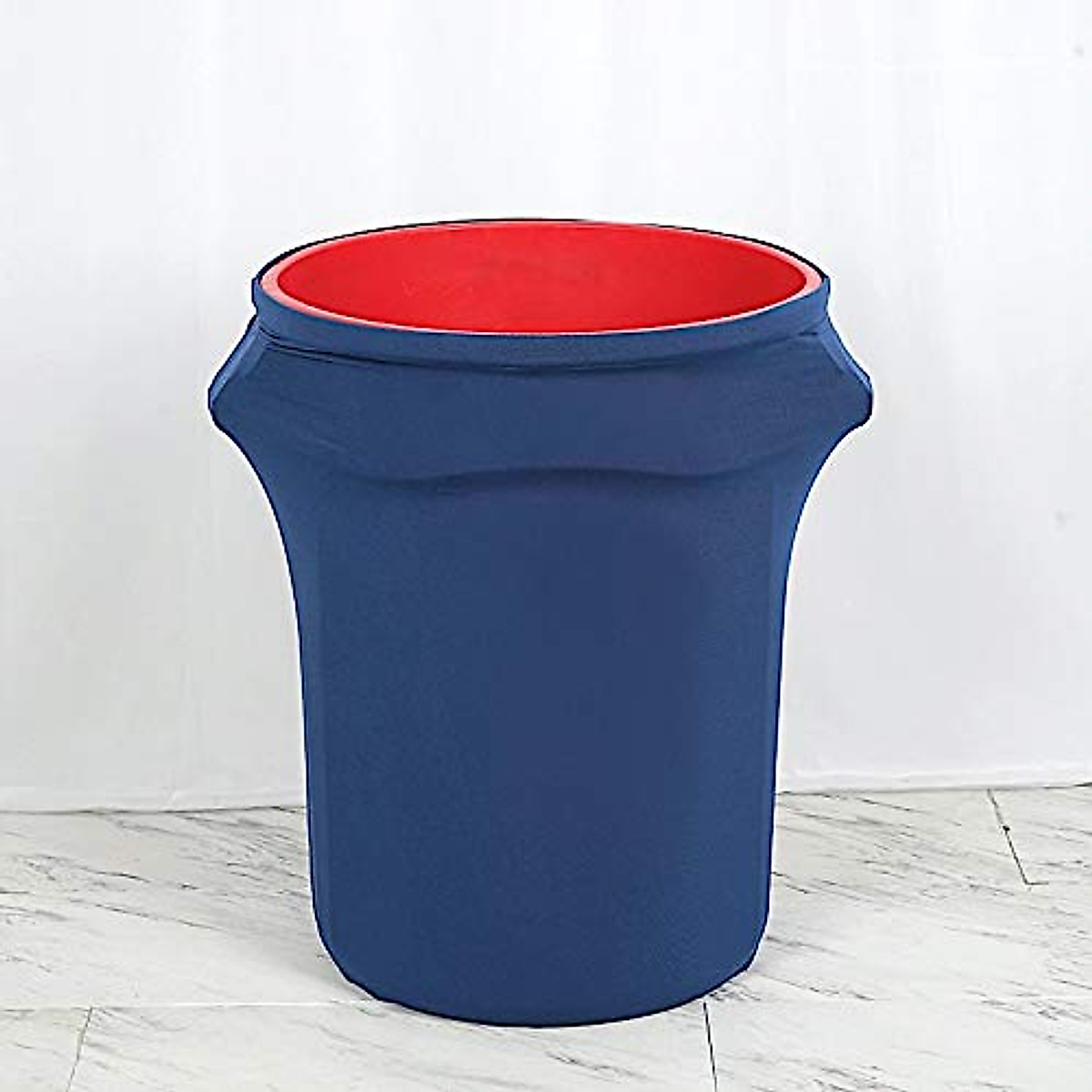 Balsa Circle 41-50 gallons Navy Blue Stretchable Spandex Round Waste Trash Bin Container Cover Wedding Party Fundraiser Decorations