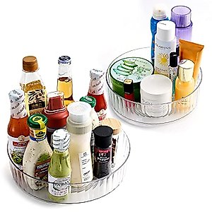 Varnmrop Lazy-Susan Turntable-Organizer Clear-Spice Cabinet-Organizer - Pantry Organization and Storage for Snack, Condiments, Pantry, Vanity, 8.5-Inch and 11-Inch, 2-Pack