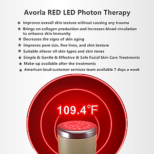AVORLA® I Red Light Infrared Therapy Facial Wand I at-Home Skin Care Device, Anti Wrinkle Facial Massager (Gold)