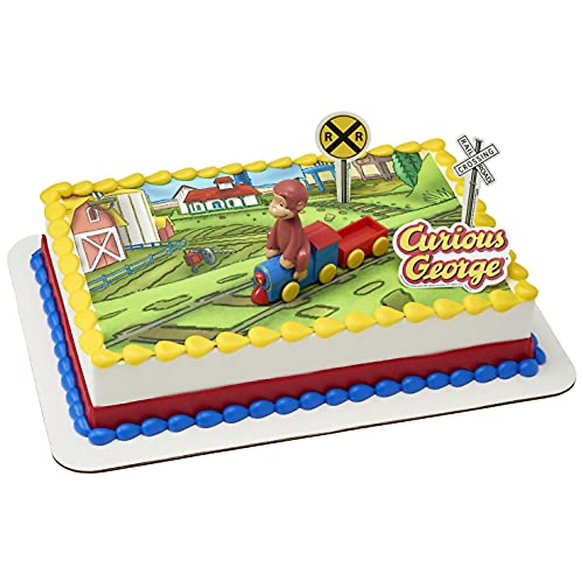 DecoSet® Curious George Train Cake Topper, 4-Piece Set, Keepsake Figures for Hours of Fun, Create an Adorable Birthday Centerpiece