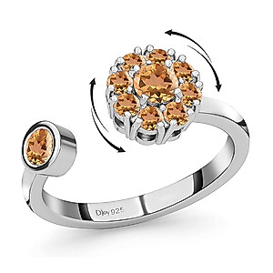 Shop LC Citrine Spinner Anxiety Ring for Women 925 Sterling Silver Platinum Plated Open Adjustable Birthstone Jewelry Stress Relief Gifts for Women Size 6-8 1.10 ctw Birthday Gifts