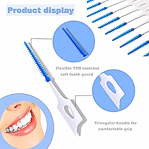 120 Pcs Disposable Interdental Brush Toothpick Dental Tooth Cleaning Tool for Oral Deep Clean Health Care (White-Blue)