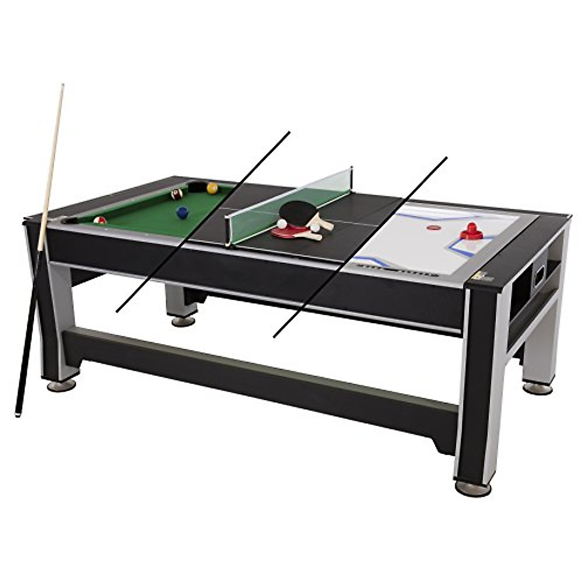 Triumph 3-in-1 7' Rotating Swivel Multigame Table - Air Hockey, Billiards/Pool, and Table Tennis - All Accessories Included