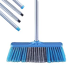 YONILL Indoor Outdoor Broom with Long Handle, 53" Angle Brooms for Floor Cleaning Sweeping Broom for Garage, Patio, Garden, House and Kitchen