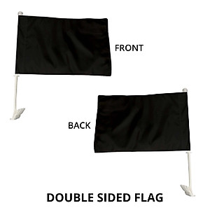 Solid Black Car Window Clip Flag Fade Resistant Vehicle for Patriotic, Sports Events, Parades - Premium - Double Side Printing (Pack of 100)