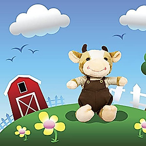 Rural Cow Stuffed Animals-Cute Stuffed Cow Plush with White Veil-Fluffy Cow Plush Toys-Comfortable for Birthday Gift 12.5 Inches