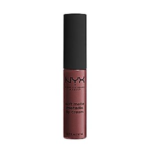 NYX PROFESSIONAL MAKEUP Soft Matte Metallic Lip Cream, Liquid Lipstick - Rome (Medium Nude With Red Undertone)