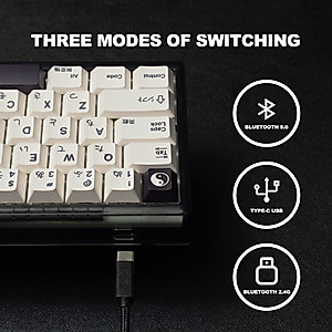 VN66 RGB Mechanical Keyboard 66keys Programmable Hot-Swappable Gaming Keyboard with Yellow Switch Support Bluetooth/Wired/2.4Ghz Tri-Mode (Yellow Switch, Black)