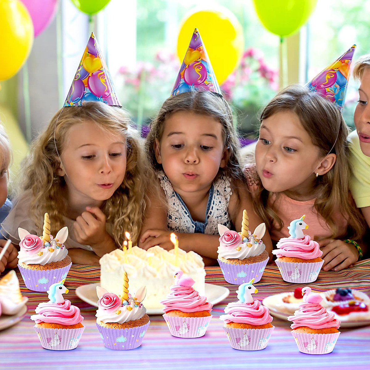 ASTARON 200 Pcs Unicorn Cupcake Liners for Unicorn Party Cup Cake Baking Cups Unicorn Cupcake Case Rainbow Cup Cake Liners for Decorations Girl Kids Birthday Supplies (Light Pink and Purple)