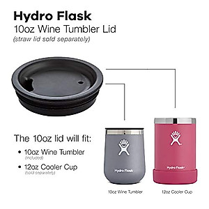 Hydro Flask 10 oz Wine Tumbler - Stainless Steel & Vacuum Insulated - Press-in Lid - White