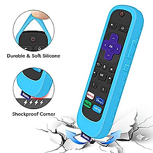 2 Pack Case for Roku Voice Remote Pro,Cover Roku Ultra 2020/2019/2018 Remote Control Silicone Protective Controller Back Sleeve Holder Universal Replacement Skin New Protector(Glow Blue,Glow Green)