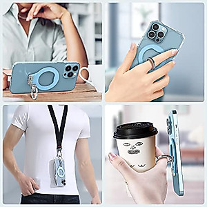 Nillkin Phone Grip (SnapGrip), Metal Phone Ring Holder Stand, Adjustable Kickstand, phone gripper for back of phone S22 Ultra, S22, S21, For iPhone 13, 13 Pro, 13 Mini, XS,12, 11,Pixel 6/6A (Sky Blue)