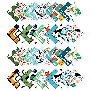 Soimoi 40Pcs Travel Print Precut Fabrics Strips Roll Up 1.5x42inches Cotton Jelly Rolls for Quilting - Multicolor