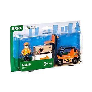 BRIO World 33573 - Wooden Toy Train Fork Lift Set - Interactive Play for Toddlers | Enhances Motor Skills | Safe & Compliant with All Safety Standards | Ideal for Kids Ages 3 and Up