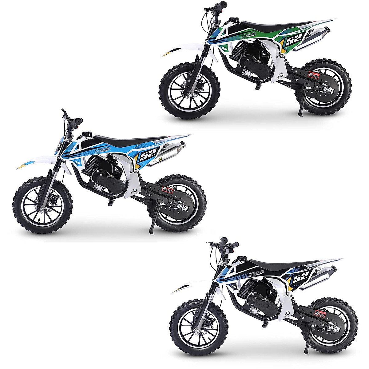 Aluminum Frame 52CC 2-Stroke Kids Dirt Off Road Mini Dirt Bike, Gas Motorcycle for Age 8 and Up (Not CA Compliant)